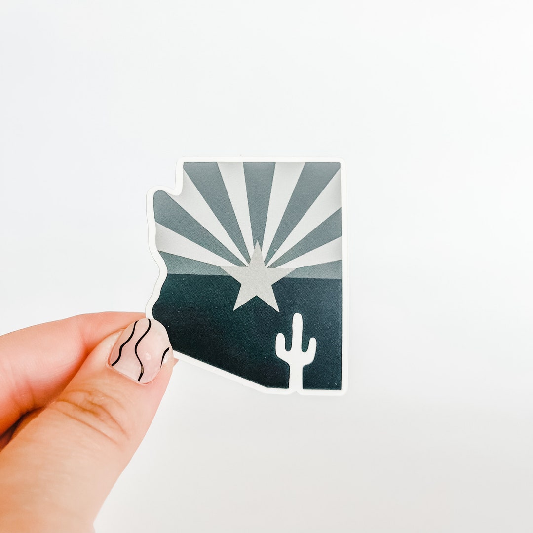 Arizona Flag Sticker, Az, Arizona, Black and White Flag, Waterproof ...