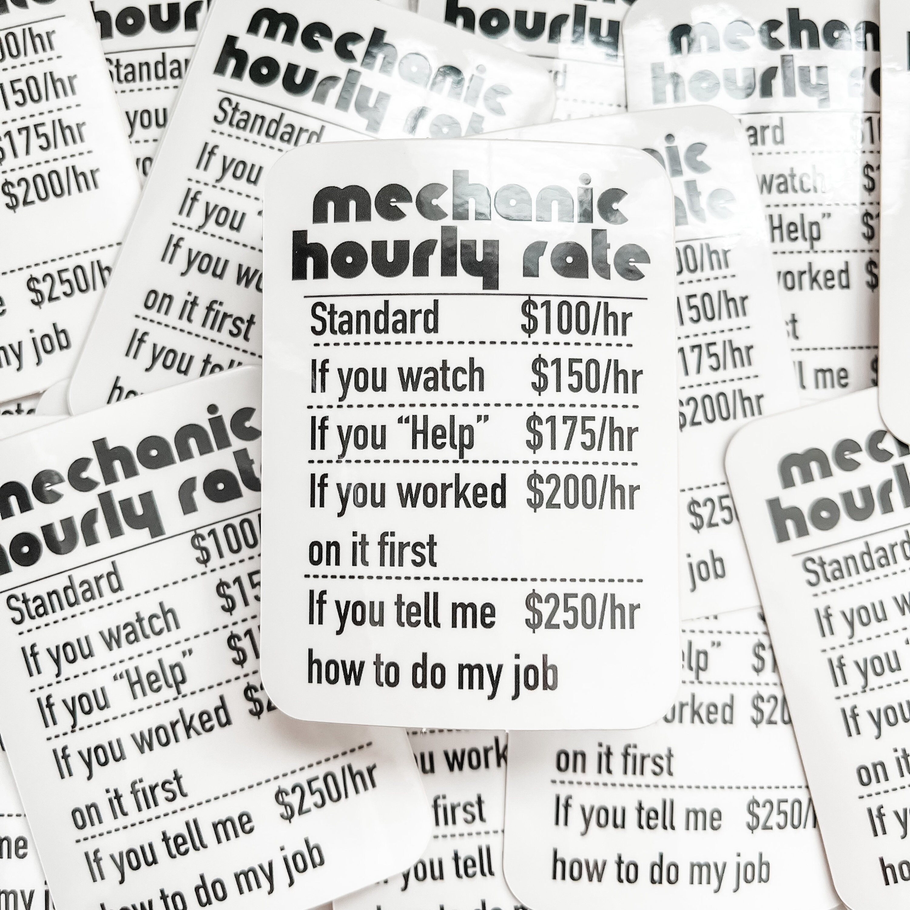 Mechanic Hourly Rate Sticker, Mechanic Gift, Mechanic Gag Gift, Gifts ...