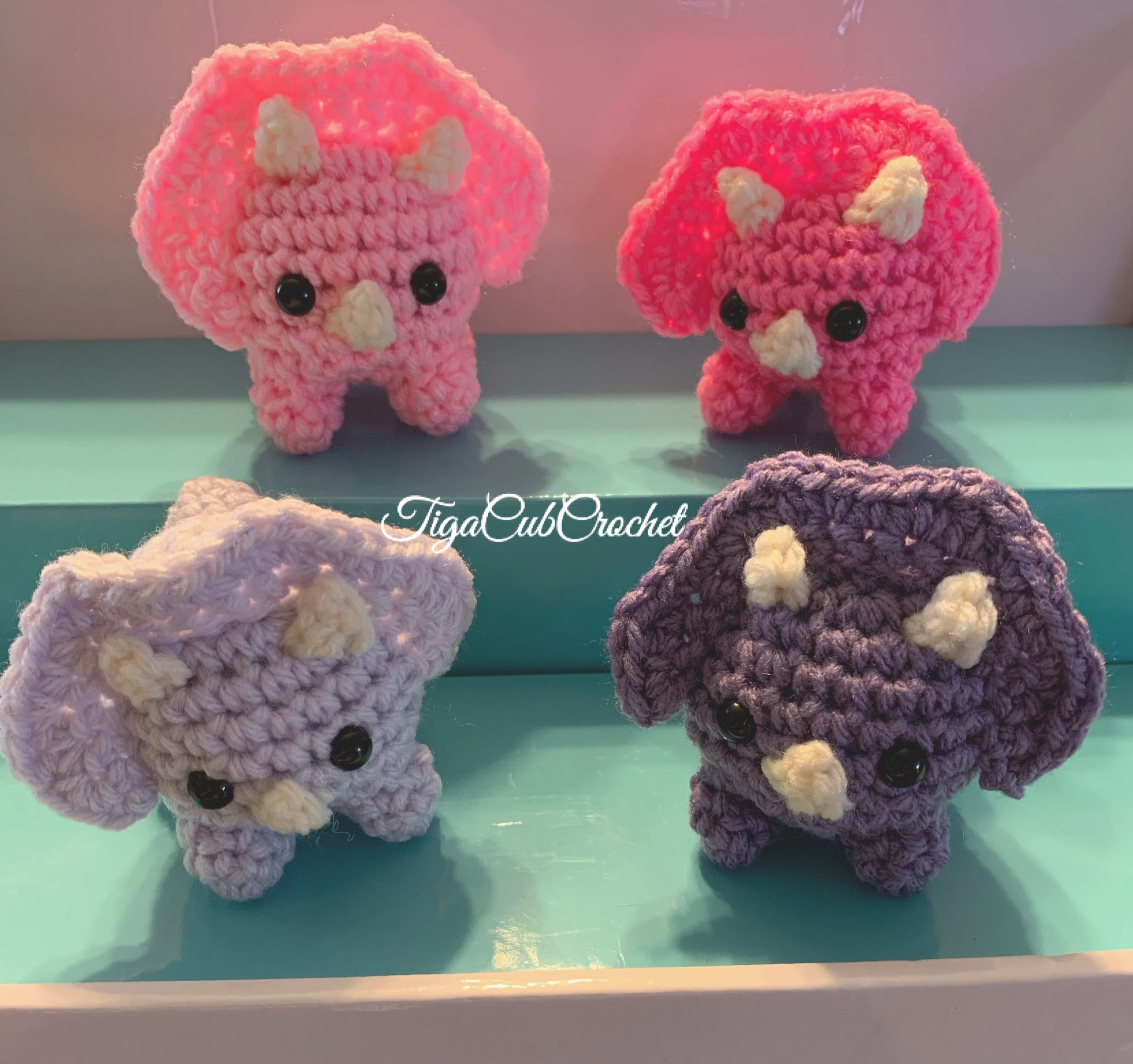 Made To Order Crochet Small Triceratops Dino Dinosaur Extinct Jurassic ...