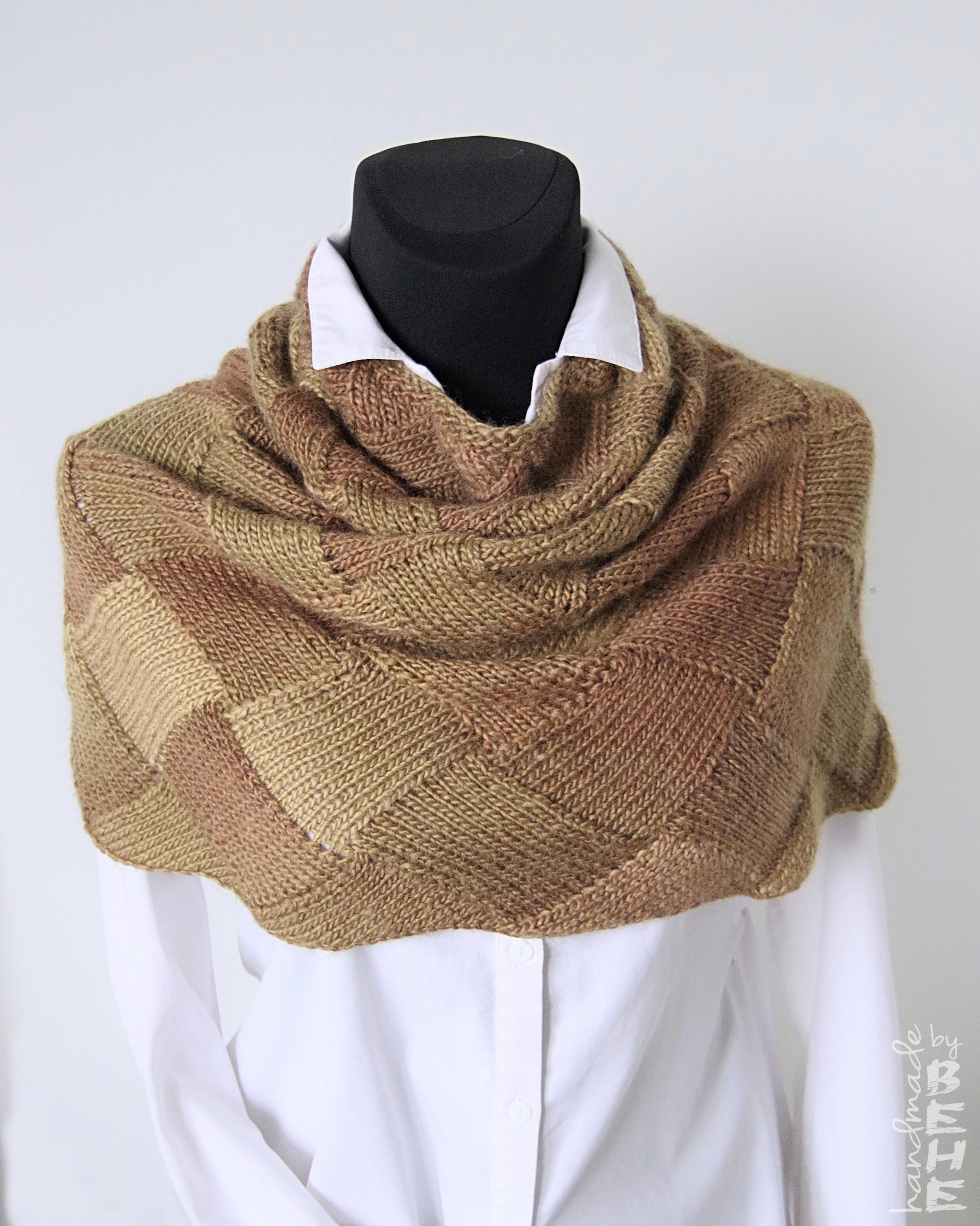 Hand-knitted Entrelac Shaded Cowl/ Neck Warmer/ Snood/ Poncho (brown ...