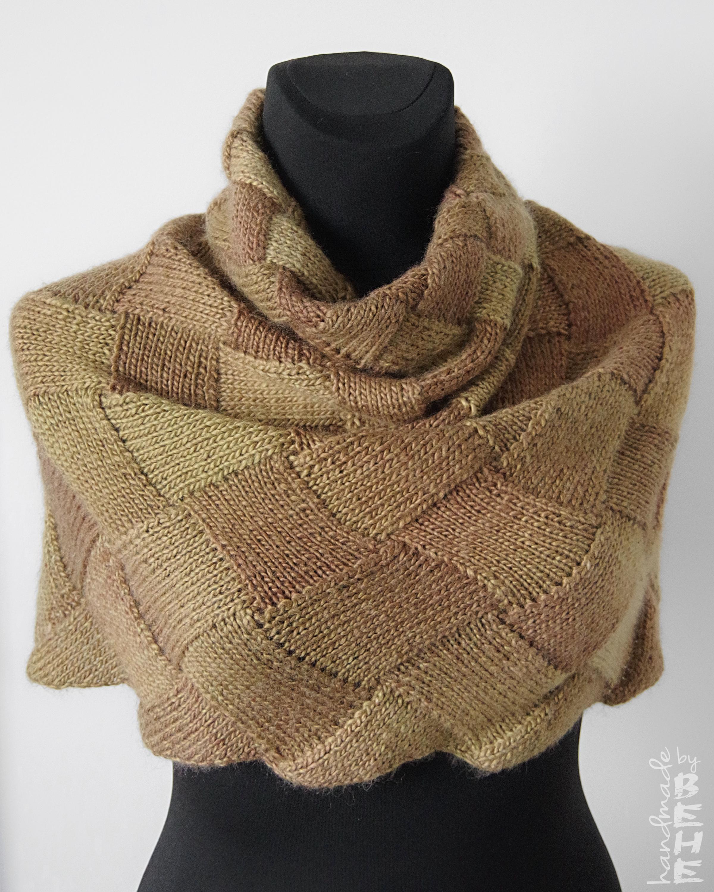 Hand-knitted Entrelac Shaded Cowl/ Neck Warmer/ Snood/ Poncho (brown ...