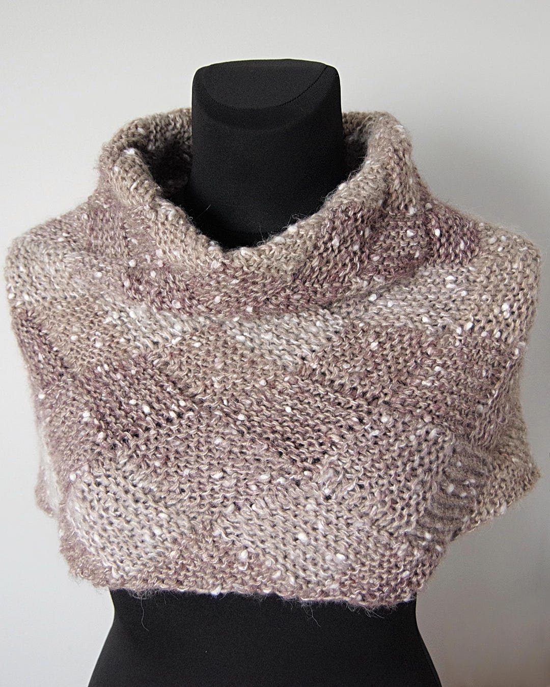 Hand-knitted Entrelac Multicolor Shaded Cowl/ Neck Warmer/ Snood ...