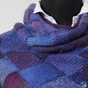 Hand-knitted Entrelac Shaded Cowl/ Neck Warmer/ Snood/ Poncho blue ...