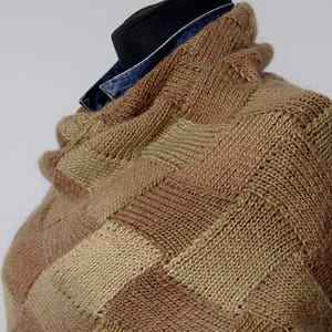 Hand-knitted Entrelac Shaded Cowl/ Neck Warmer/ Snood/ Poncho (brown ...