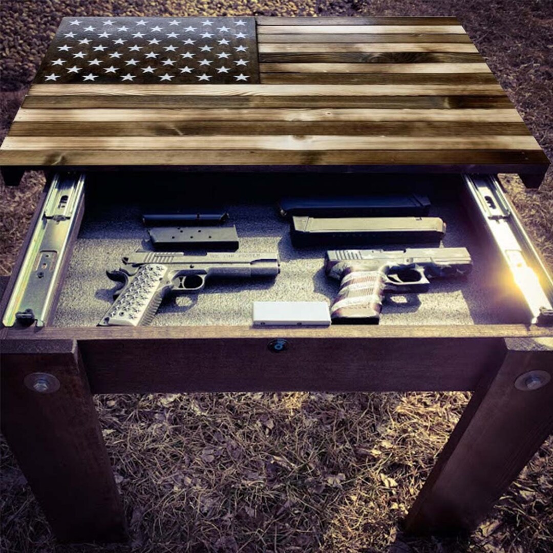 Hidden Gun Brown Burnt End Concealment Table - Etsy
