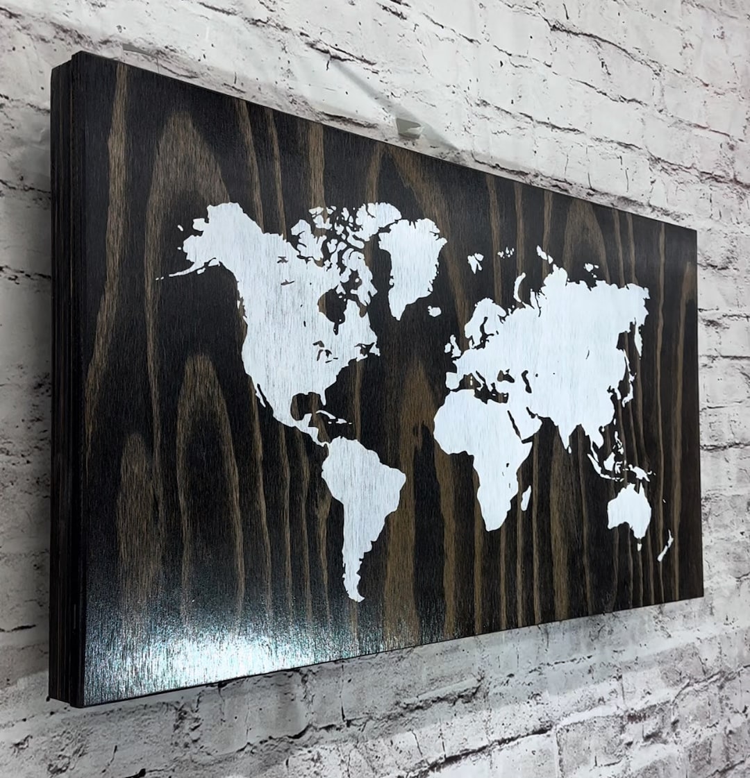 World Map Concealment Art – Espresso Finish – Hidden Gun Storage ...
