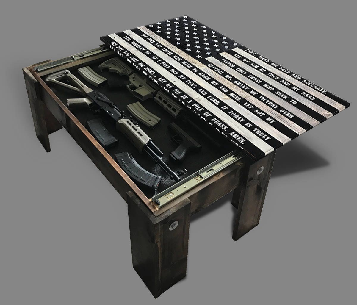 Gunfighter’s Prayer Concealment Table – Hidden Gun Storage – Biometric ...