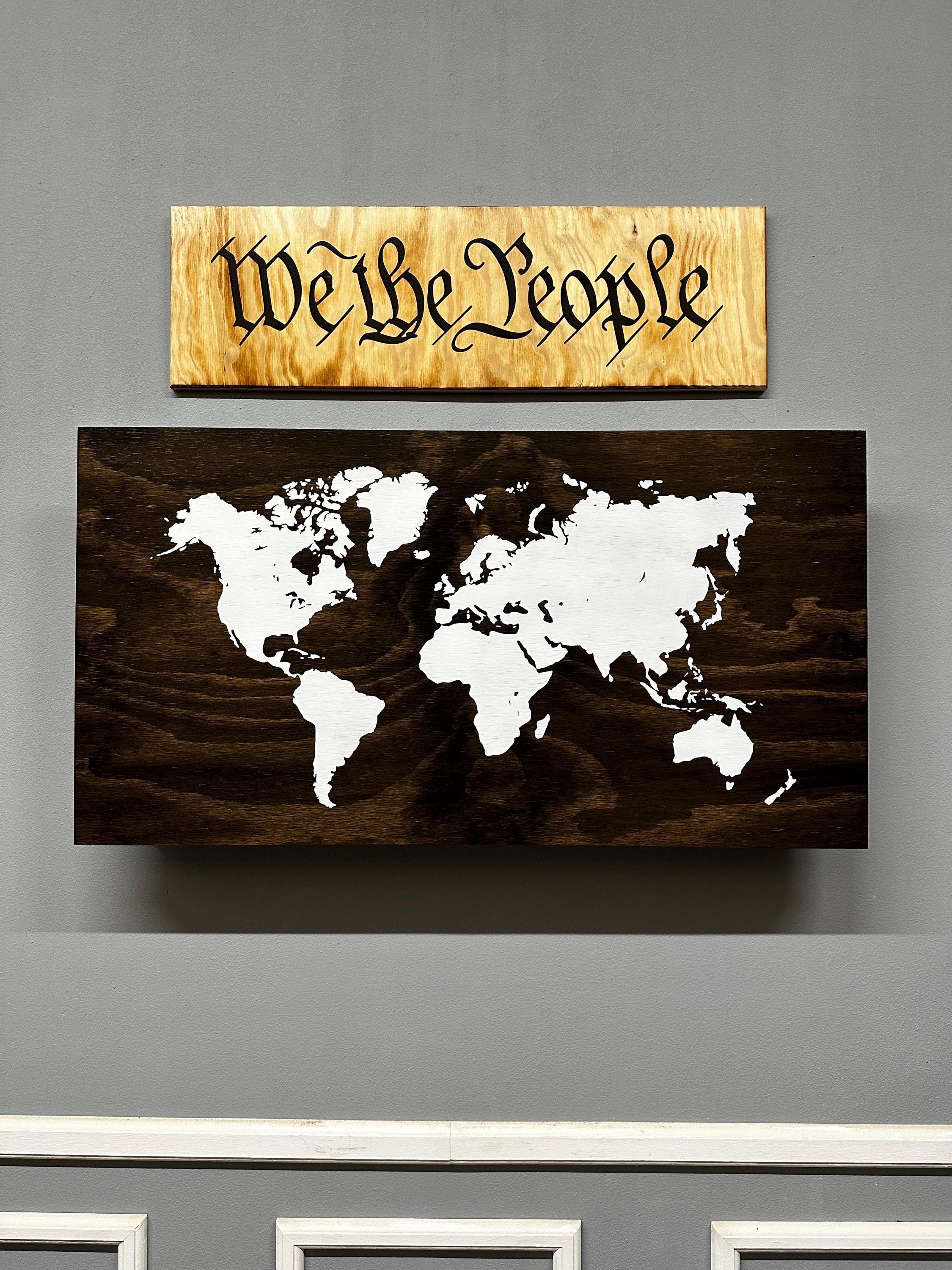 World Map Concealment Art – Espresso Finish – Hidden Gun Storage ...