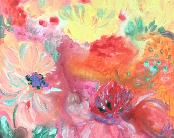 Abstract Flowers Painting on Canvas - Etsy