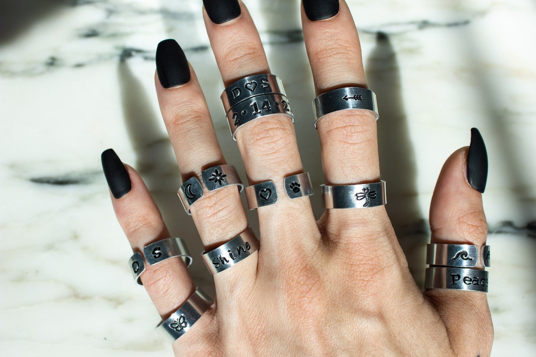 Personalized Metal Stamped Ring - Symbols | Customizable Stamped Metal ...