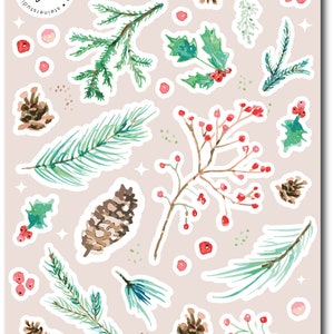 Evergreen and Berries Vinyl Sticker Sheet; Great for Planners ...
