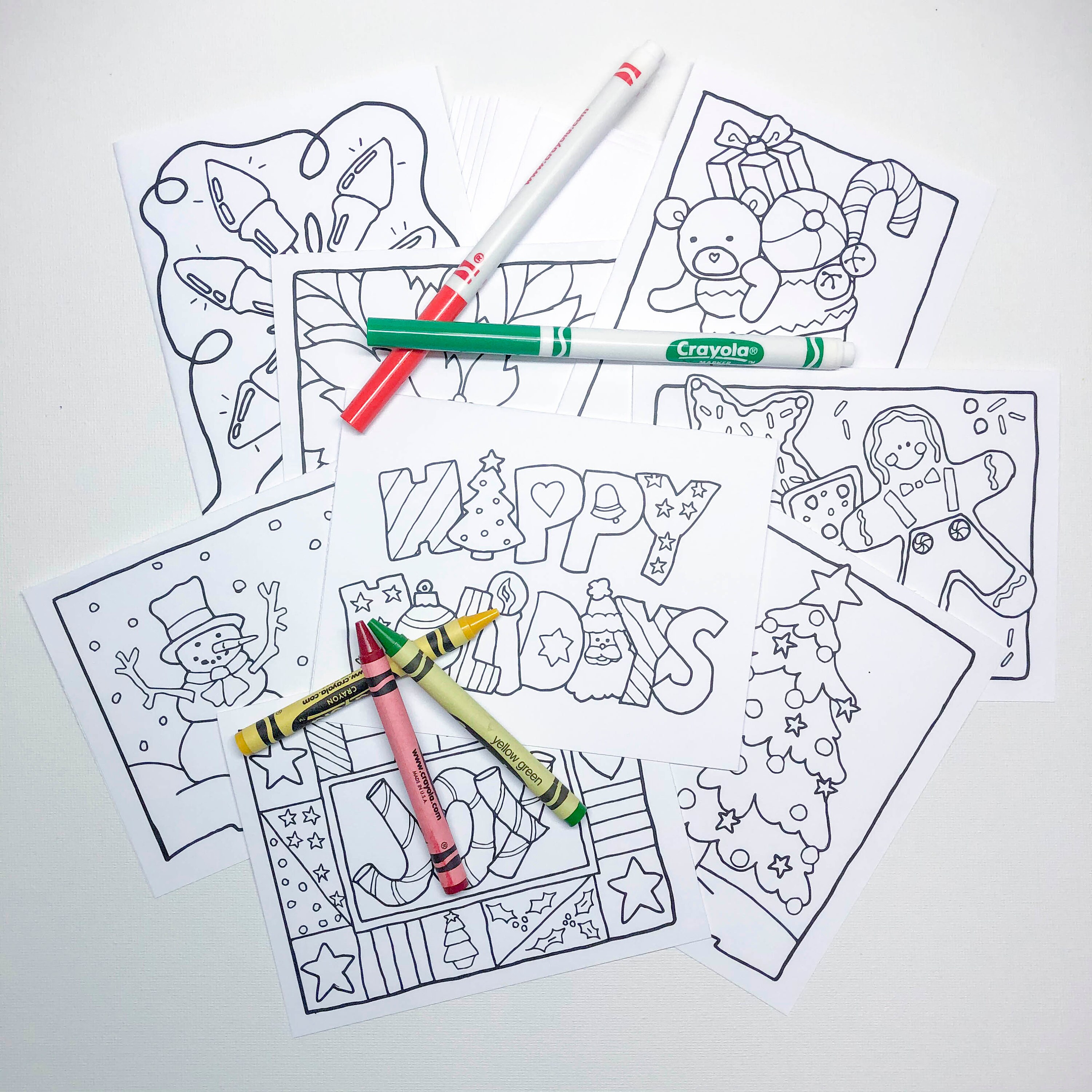 Holiday Printable Coloring Cards / Instant Digital Download / PDF File ...