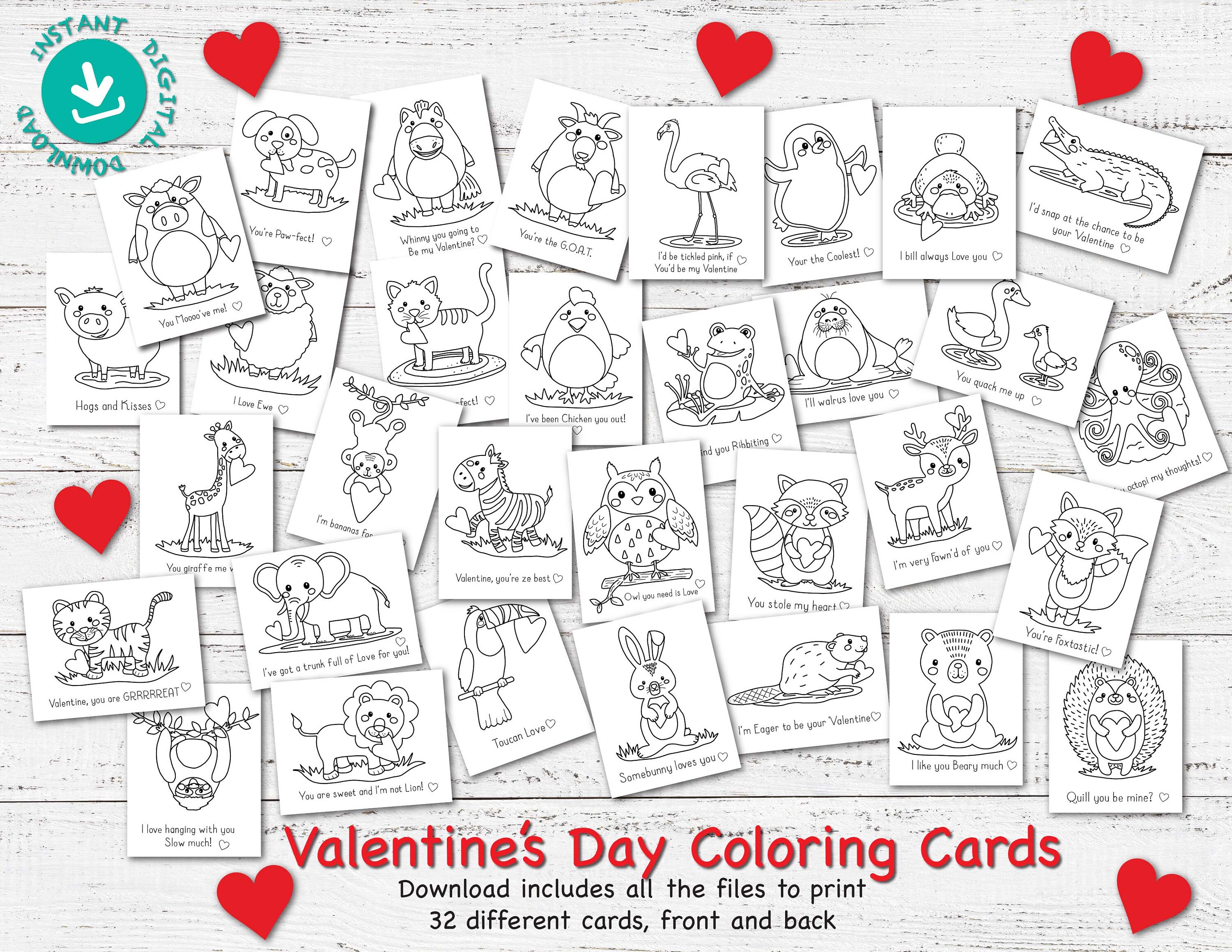 Instant Digital Download / 32 Different Printable Card / DIY Card / PDF ...