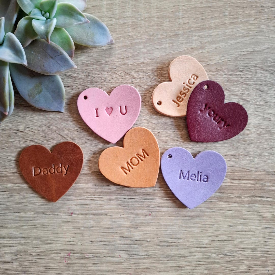 Personalized Leather Tag / Heart Shaped Custom Leather Label / Custom ...