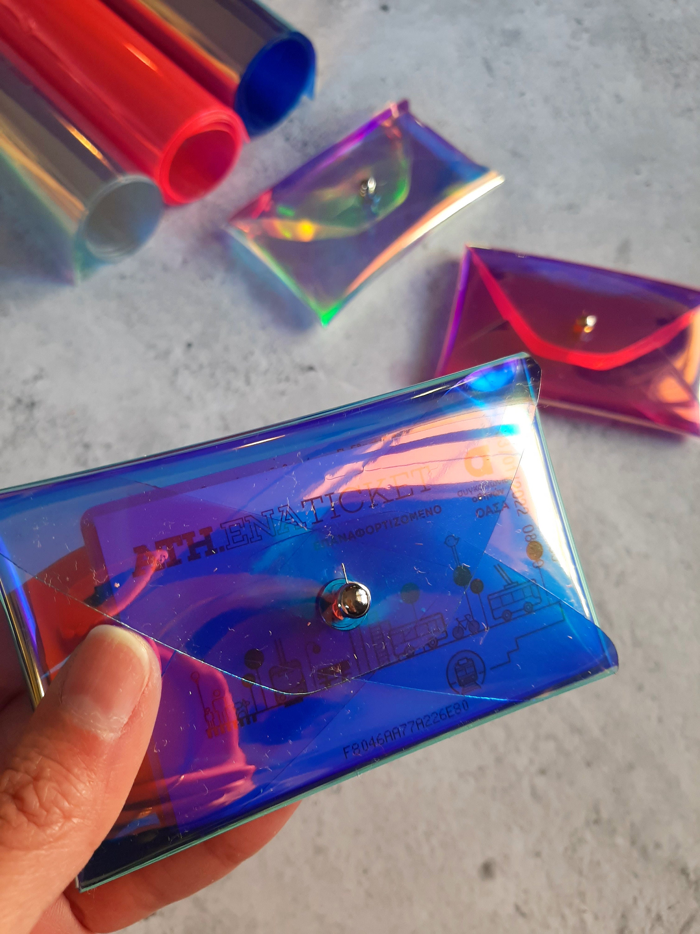 Iridescent PVC Card Case / Blue Base / Personalized PVC - Etsy