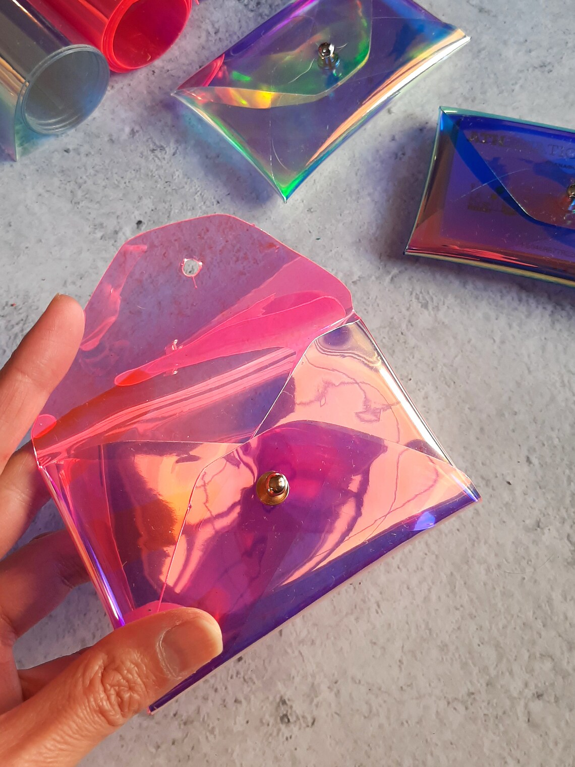 Holographic PVC Card Case / Pink Base / Personalized PVC - Etsy