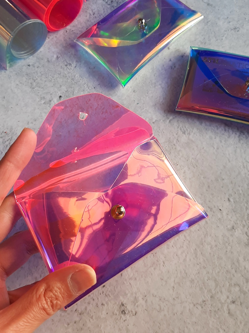 Holographic PVC Card Case / Pink Base / Personalized PVC - Etsy