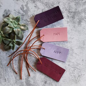 Custom Leather Label, Personalised Leather Gift Tag, Embossed Leather ...