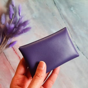 Purple Leather Card Case / Personalized Purple Envelope Card Holder ...