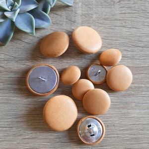 Camel Brown Leather Buttons / Leather Shank Style Camel Brown Buttons ...