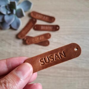Personalized Leather Name Tag: Custom Engraved Label - Etsy