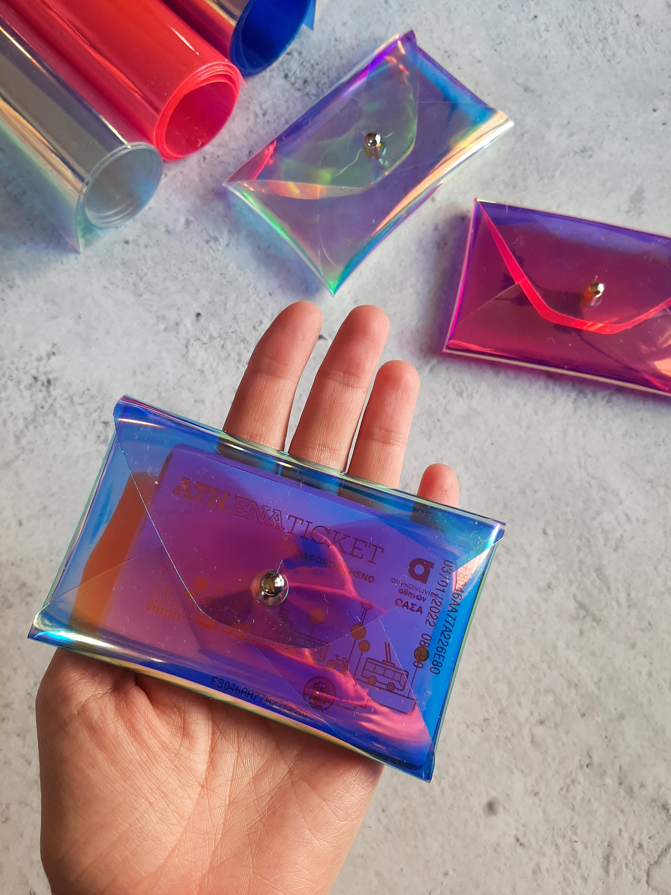 Iridescent PVC Card Case / Blue Base / Personalized PVC - Etsy