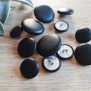 Black Leather Buttons / Leather Shank Style Black Buttons / #30L #36L ...