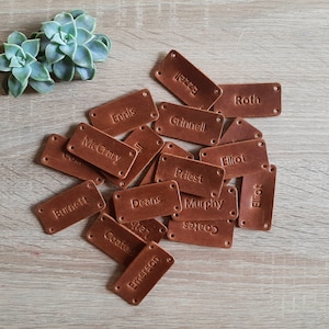 Rectangular Personalized Leather Tag / Custom Leather Label / Custom ...