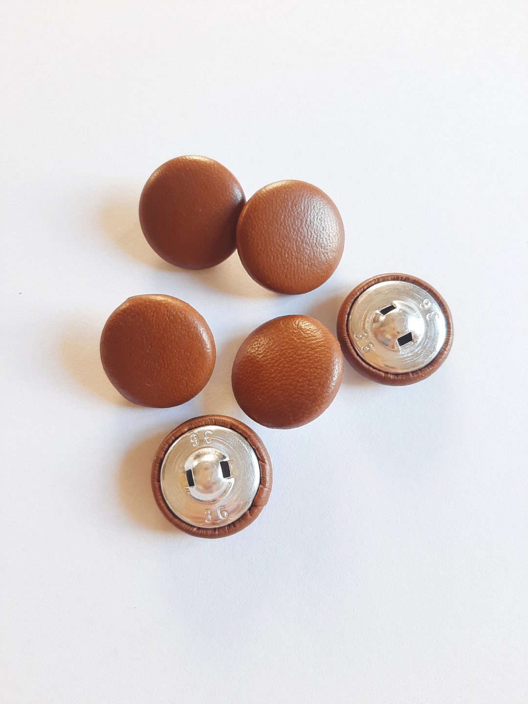 Brown Leather Buttons / Leather Shank Style Brown Buttons / #30L #36L ...