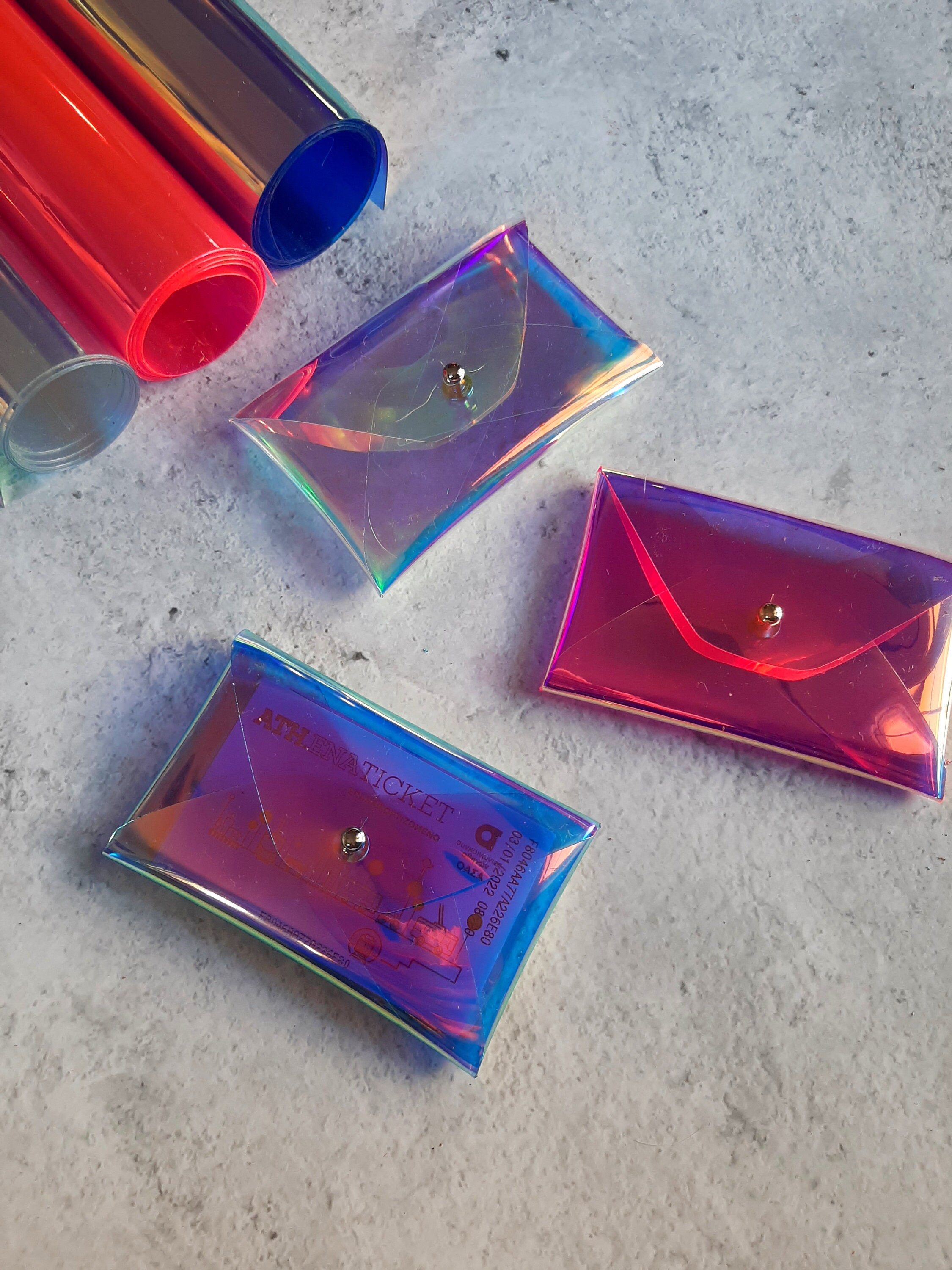 Iridescent PVC Card Case / Blue Base / Personalized PVC - Etsy