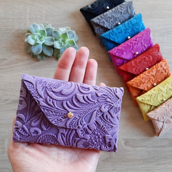 Purple Leather Business Card Case - Etsy