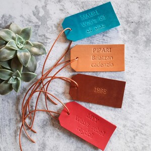 Custom Leather Label Personalised Leather Gift Tag Embossed - Etsy