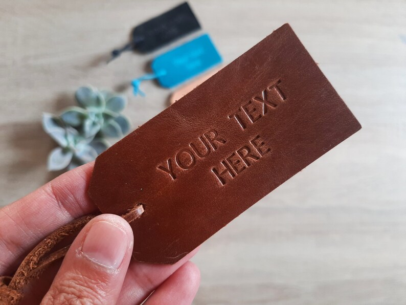 Custom Leather Label Personalised Leather Gift Tag Embossed - Etsy