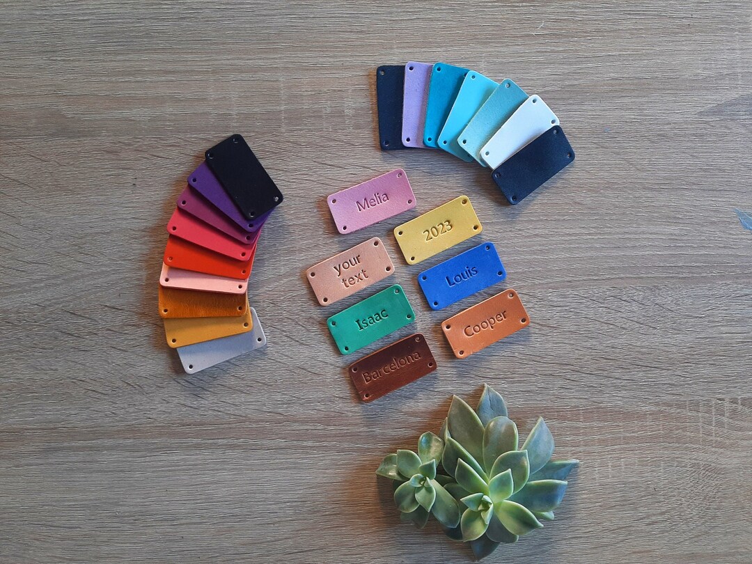 Personalized Leather Tag: Custom Name Label, Gift Tag (5x2.5 Cm) - Etsy
