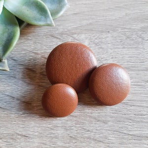 Brown Leather Buttons / Leather Shank Style Brown Buttons / #30L #36L ...