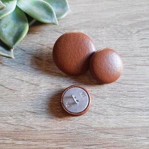 Brown Leather Buttons / Leather Shank Style Brown Buttons / #30L #36L ...