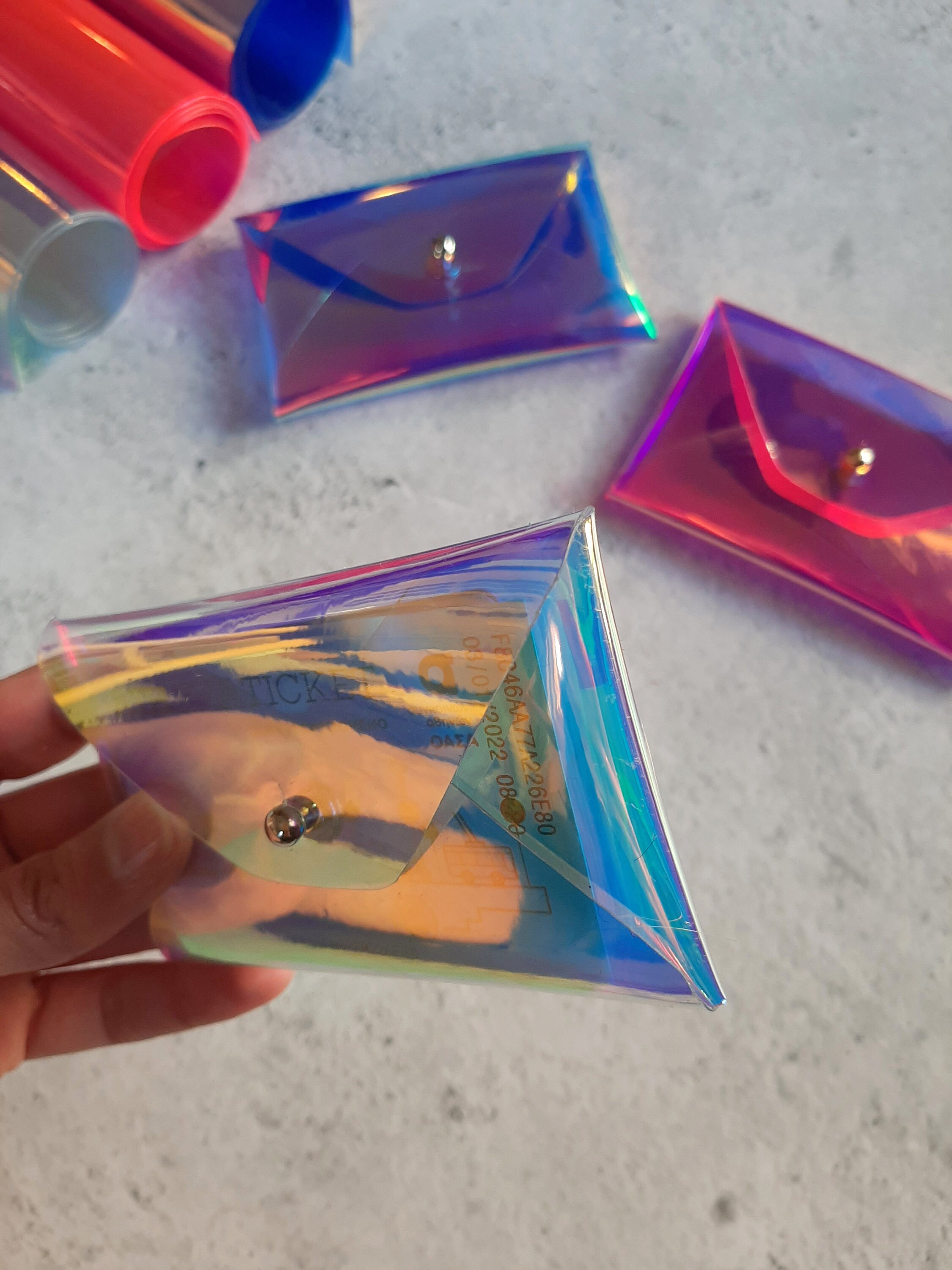 Iridescent PVC Card Case / Clear Base / Personalized PVC - Etsy