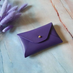 Purple Leather Card Case: Personalized Envelope Wallet - Etsy