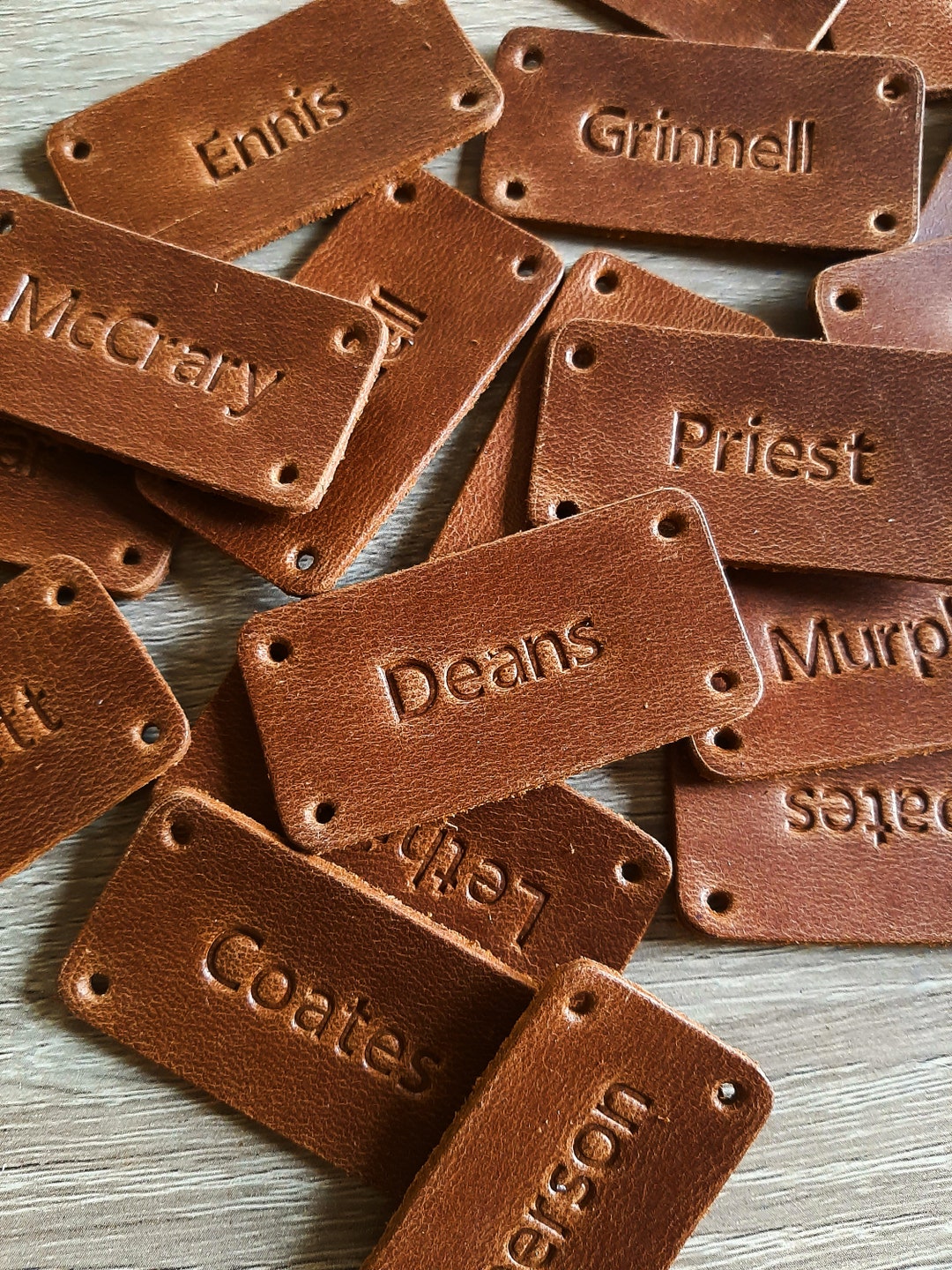 Rectangular Personalized Leather Tag / Custom Leather Label / Custom ...