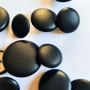 Black Leather Buttons / Leather Shank Style Black Buttons / #30L #36L ...