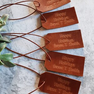 Custom Leather Label, Personalised Leather Gift Tag, Embossed Leather ...
