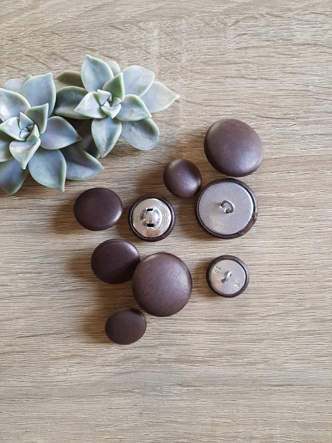 Dark Brown Leather Buttons / Leather Shank Style Dark Brown Buttons ...