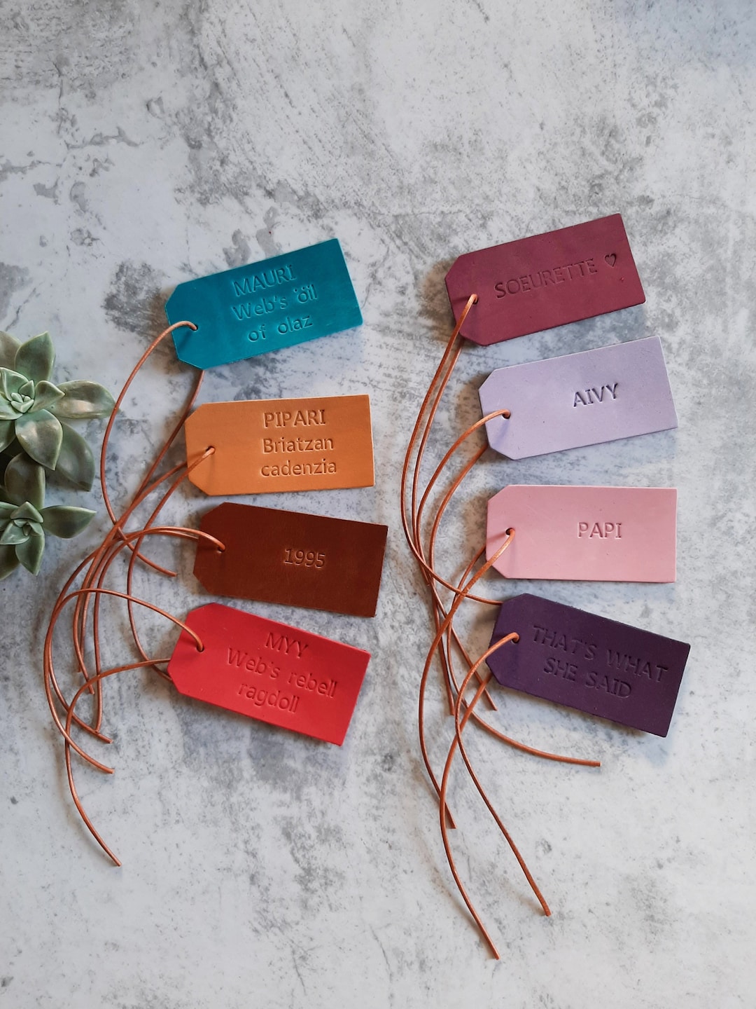 Custom Leather Label, Personalised Leather Gift Tag, Embossed Leather ...