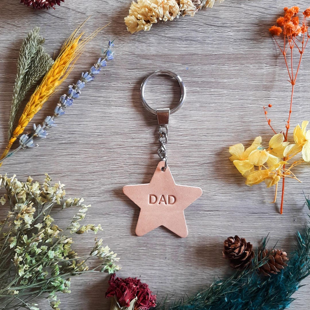 Personalized Leather Key Chain / Custom Leather Key Ring / Genuine ...