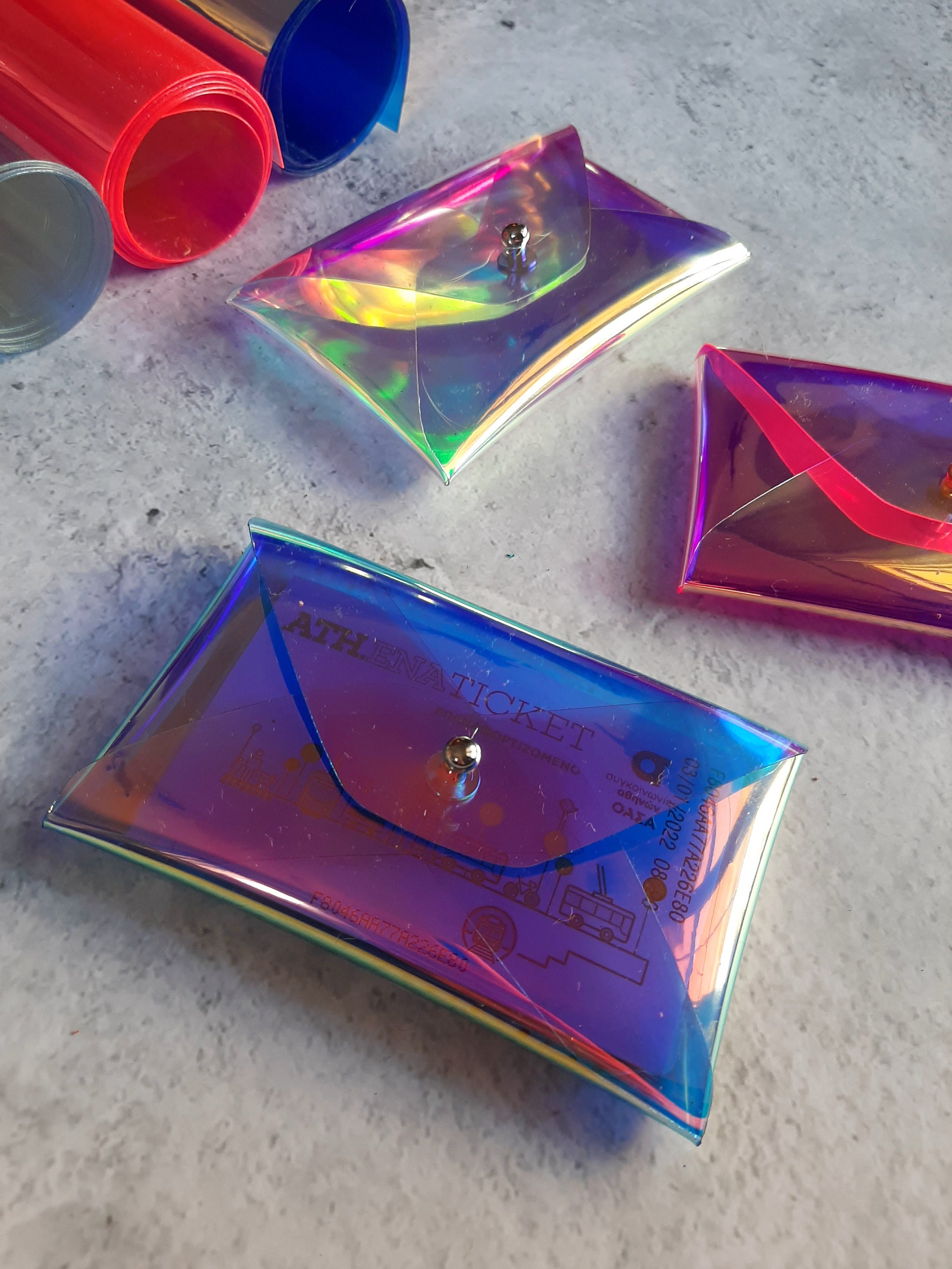 Iridescent PVC Card Case / Blue Base / Personalized PVC - Etsy