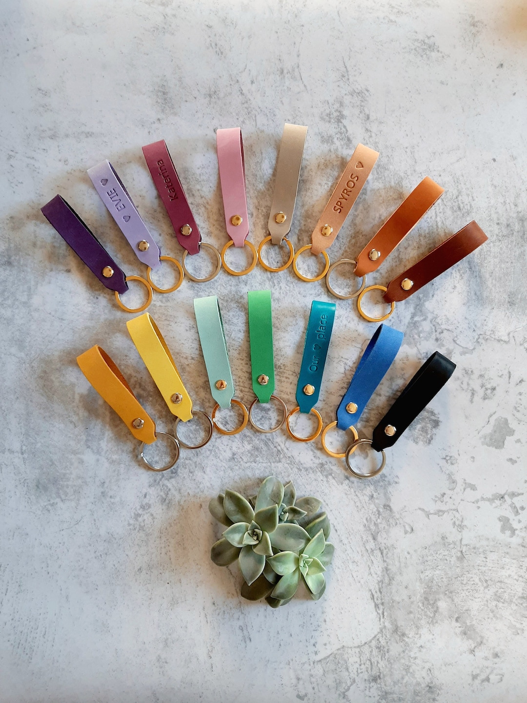 Personalised Leather Key Chain / Leather Key Ring / Genuine Leather ...