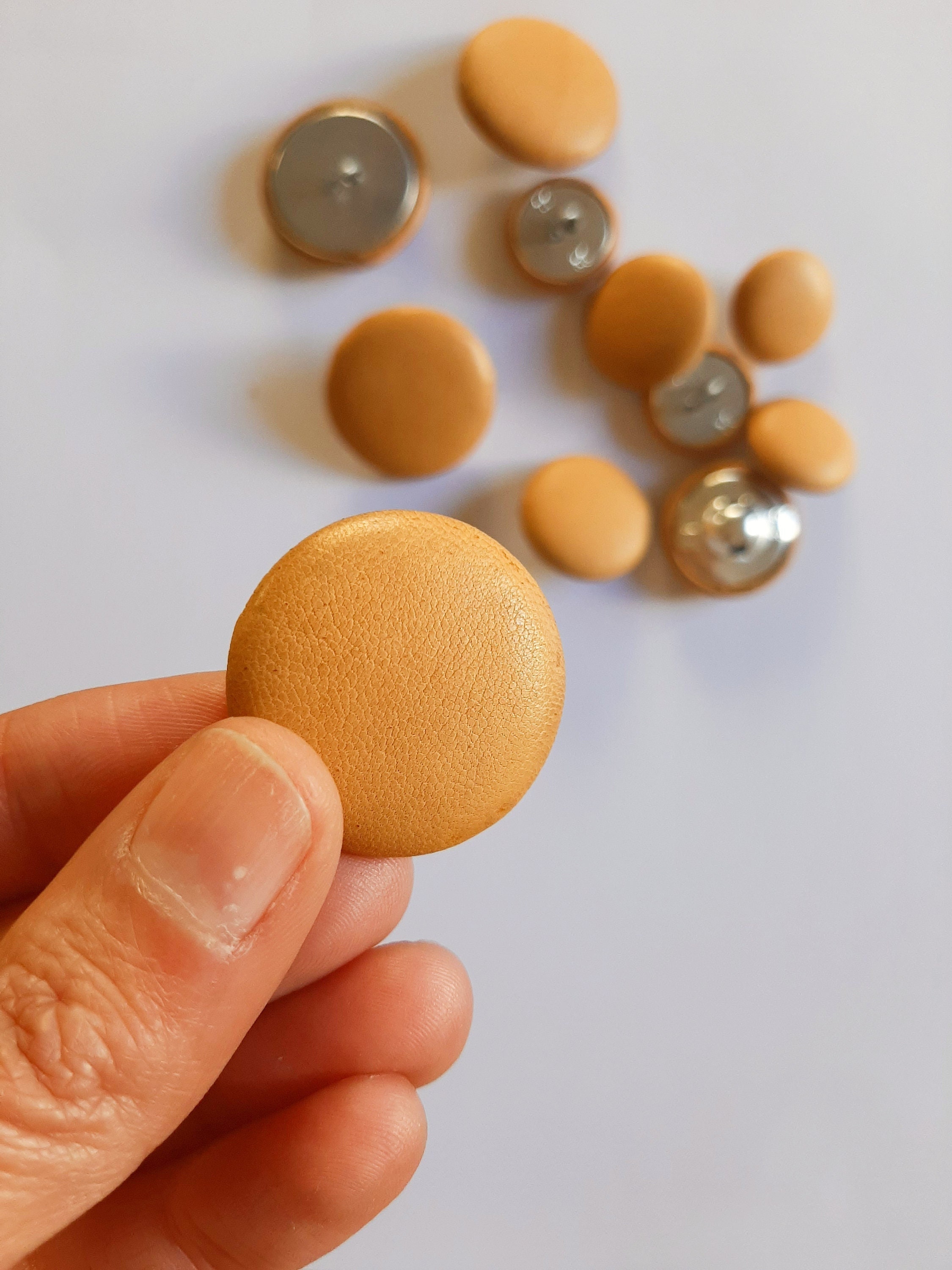 Camel Brown Leather Buttons / Leather Shank Style Camel Brown Buttons ...