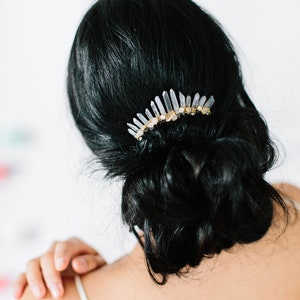 GEORGIA - Edgy Bohemian Quartz Wedding Comb, Boho Modern Crystal Bridal ...