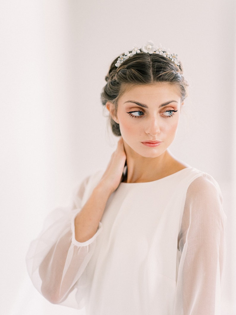 HELEN Modern Romantic Bohemian White Bridal Tiara Boho - Etsy