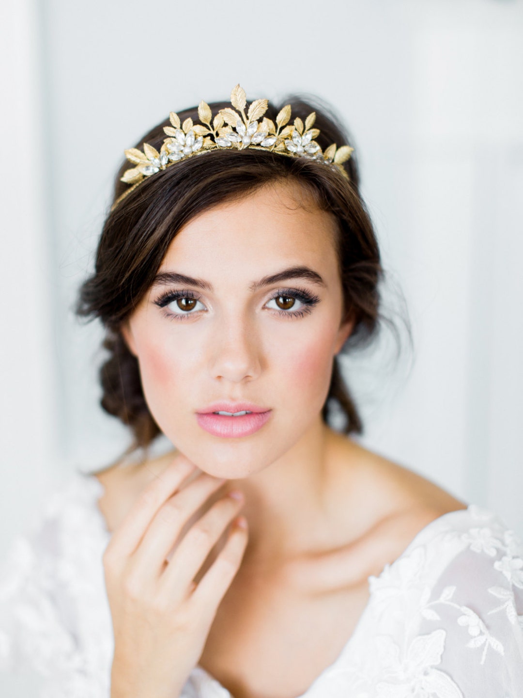 CAMELLIA Bohemian Bridal Tiara, Romantic Gold Wedding Crown, Boho ...